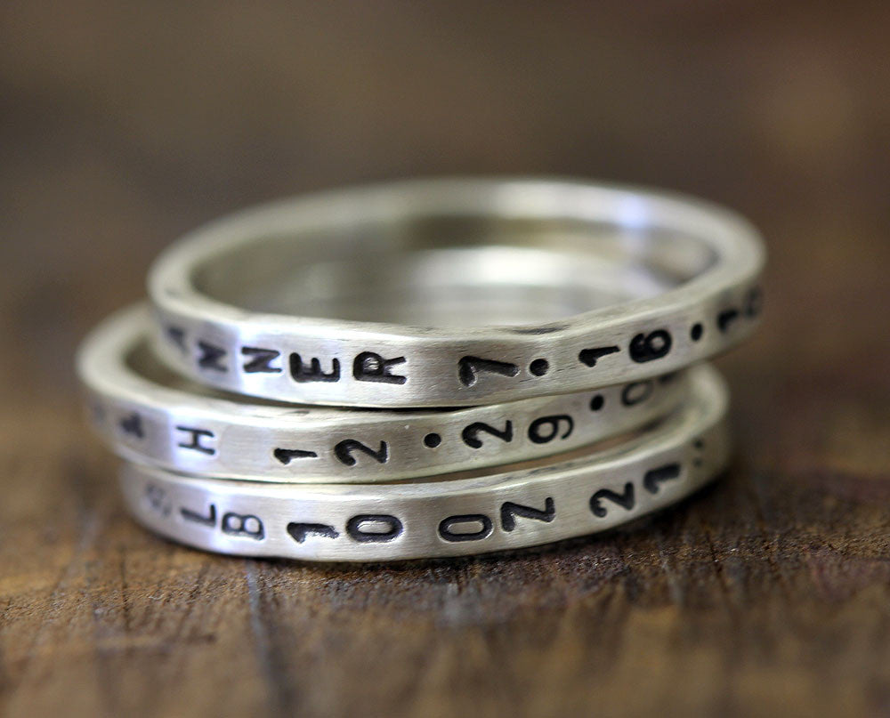 Sterling Silver Name Stacking Rings Set Of 3 S0191 monkeysalwayslookshop