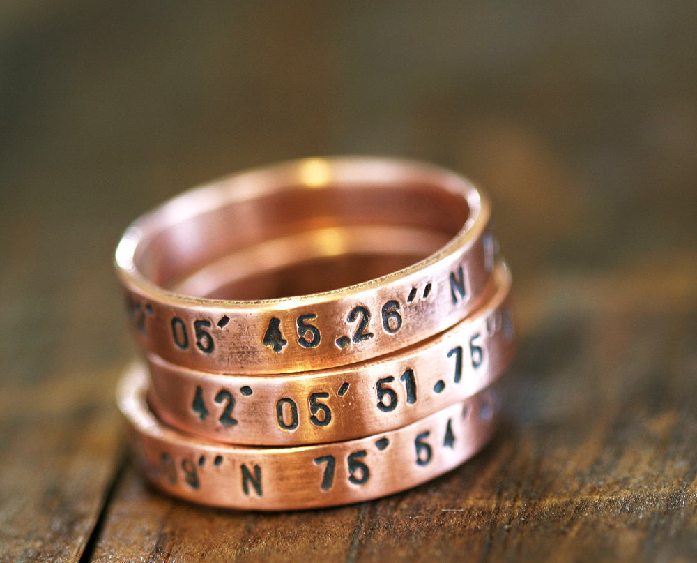 Personalized copper stacking rings S0239